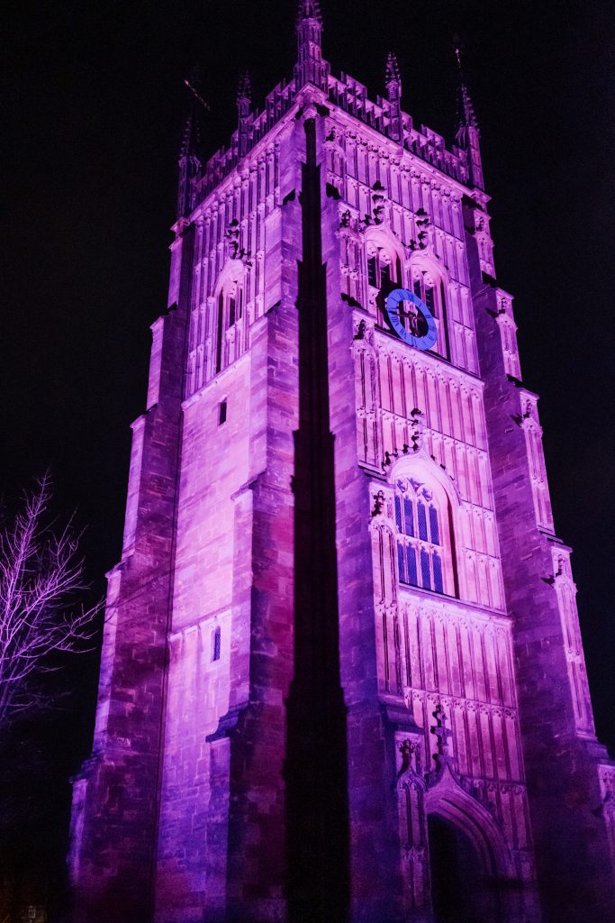 The Bell Tower 'Purple4Polio' - Enlighten Evesham